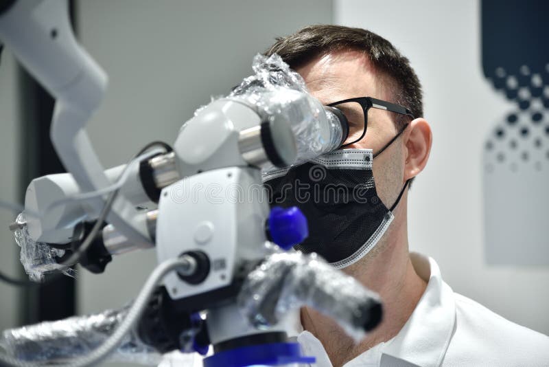 Dental Microscope.white Cabinet Working Room Stock Image - Image of ...