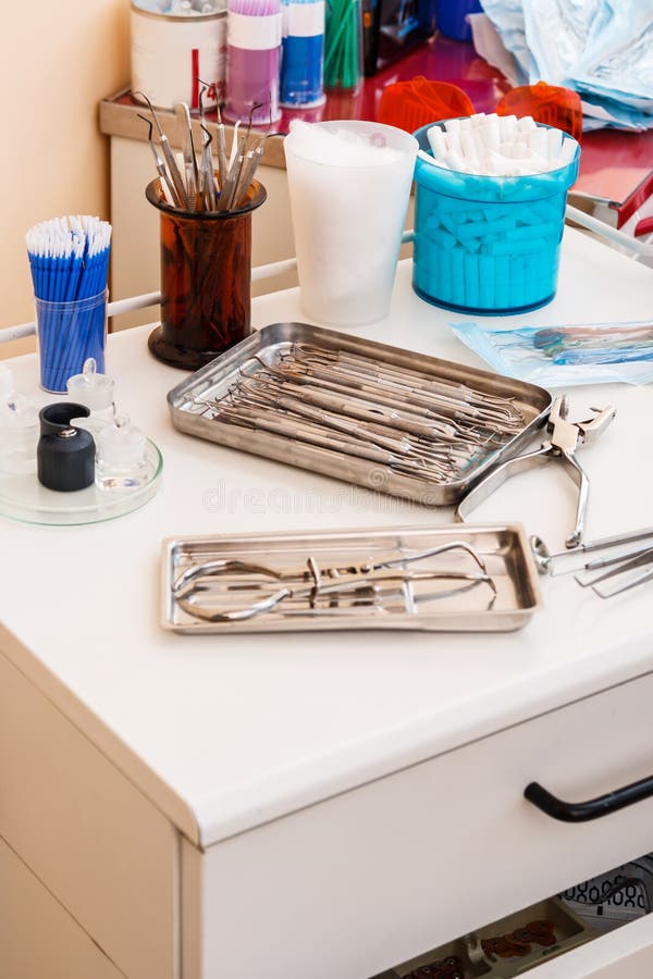 Dentist at Workplace Using Sterile Instruments Stock Image - Image of ...