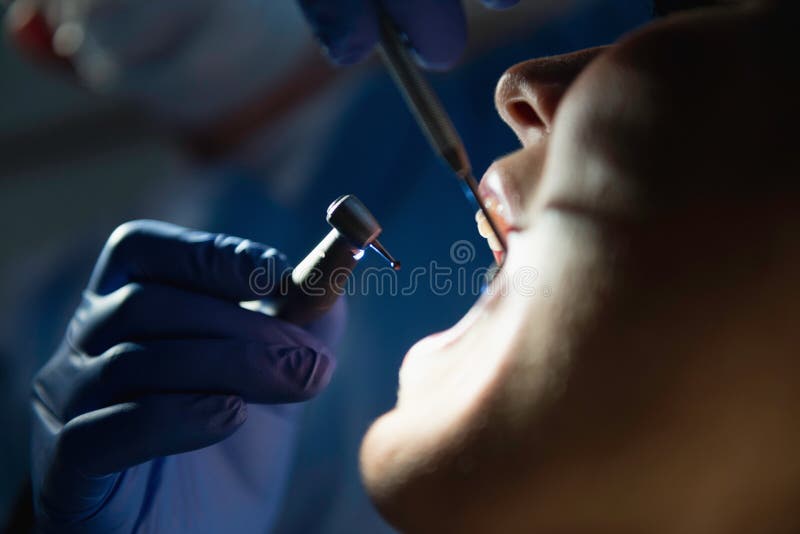 Dental drilling stock photo. Image of medical, female - 223787902