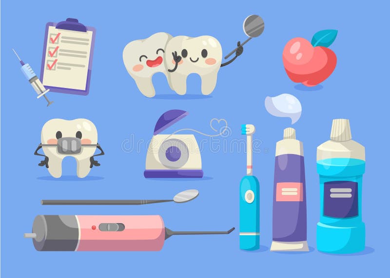 Dentistry Element and Object for Oral Care Vector Set Stock Vector ...