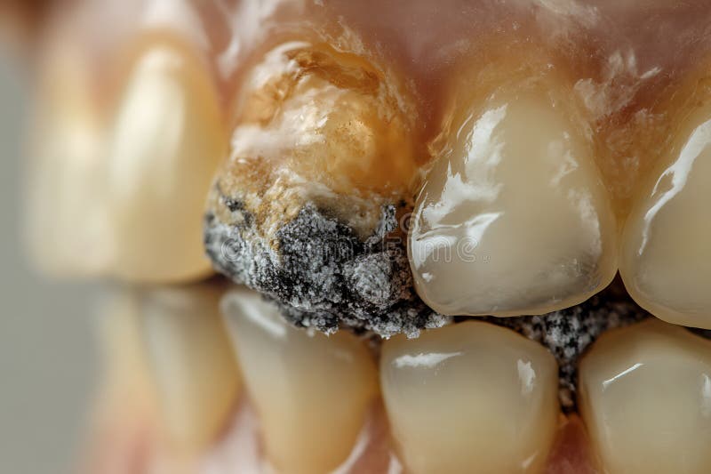 Dentistry Focus: Plaque Formation on Tooth Stone Surface Stock Photo ...