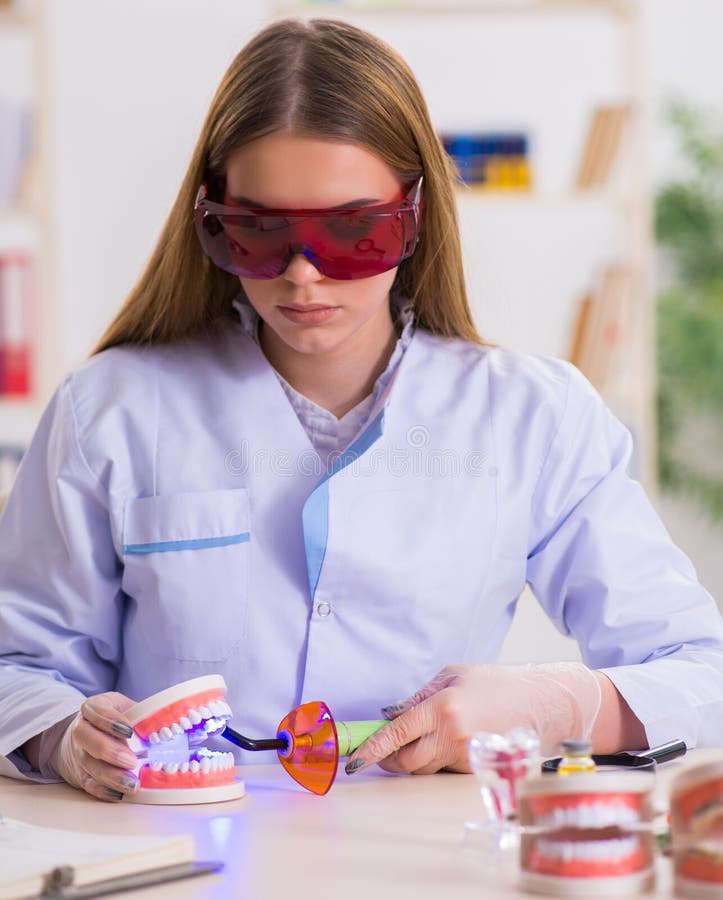 Dentistry Student Practicing Skills in Classroom Stock Image - Image of ...
