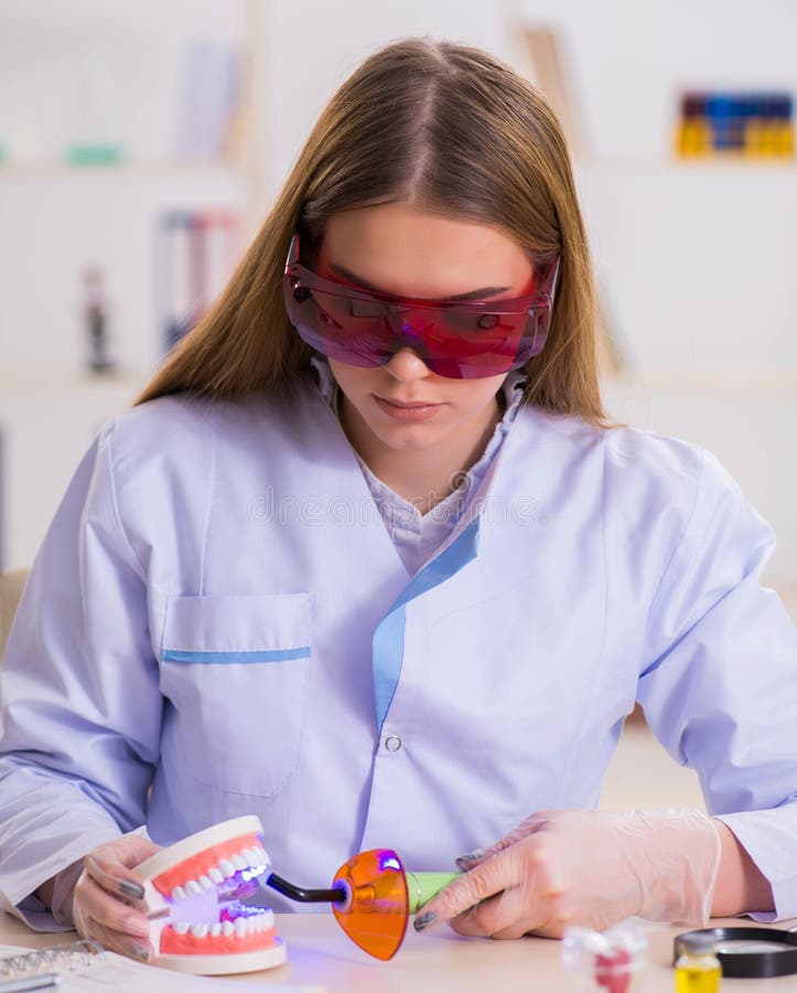 Dentistry Student Practicing Skills in Classroom Stock Photo - Image of ...