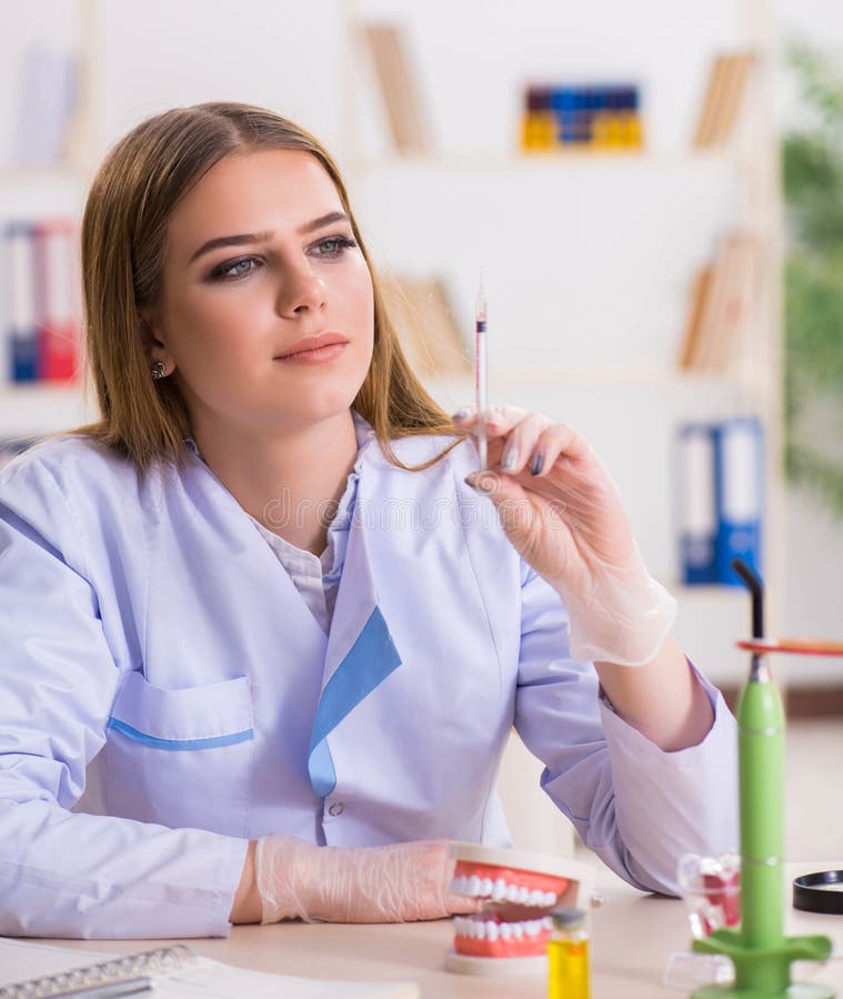 Dentistry Student Practicing Skills in Classroom Stock Image - Image of ...