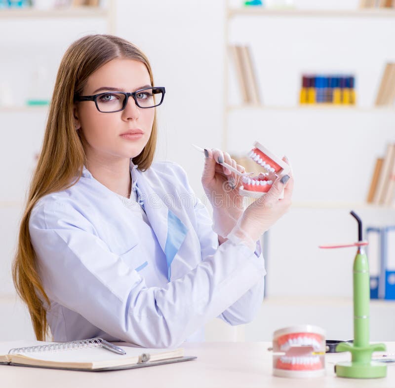 Dentistry Student Practicing Skills in Classroom Stock Image - Image of ...