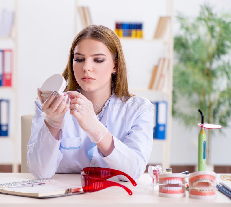 Dentistry Student Practicing Skills in Classroom Stock Photo - Image of ...
