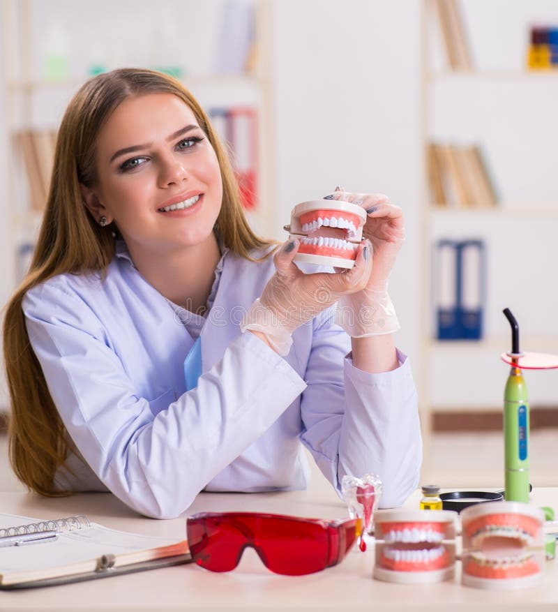 Dentistry Student Practicing Skills in Classroom Stock Image - Image of ...