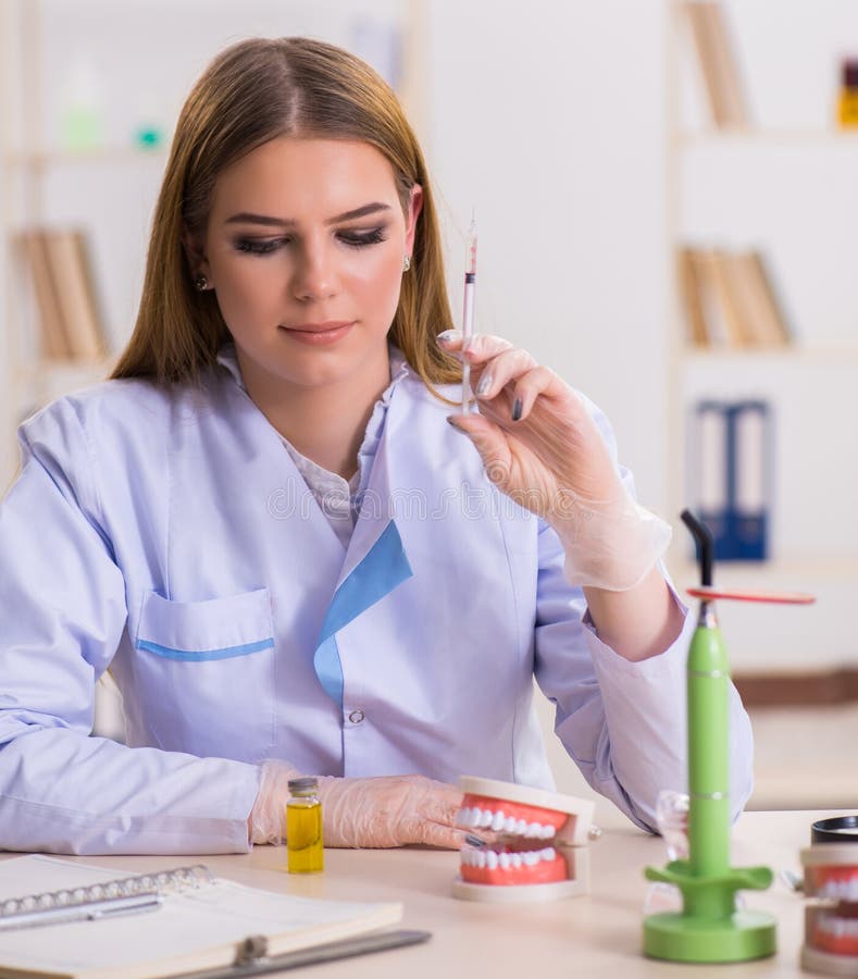 Dentistry Student Practicing Skills in Classroom Stock Image - Image of ...
