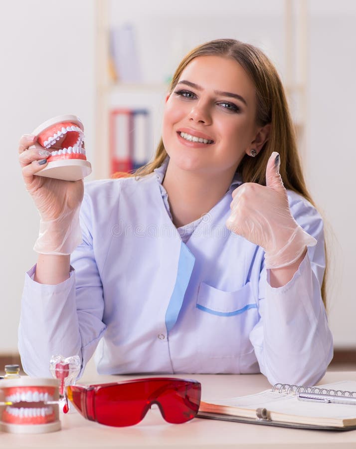 Dentistry Student Practicing Skills in Classroom Stock Image - Image of ...