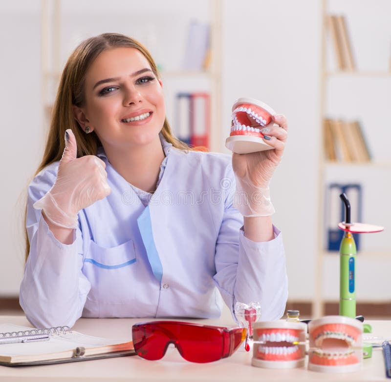 Dentistry Student Practicing Skills in Classroom Stock Image - Image of ...
