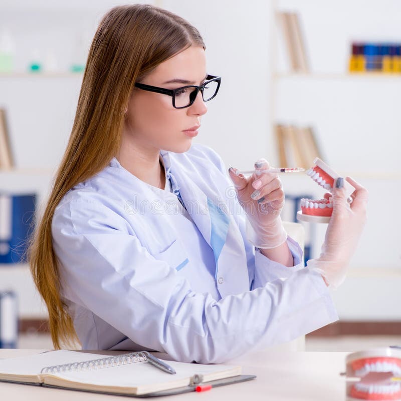 Dentistry Student Practicing Skills in Classroom Stock Image - Image of ...
