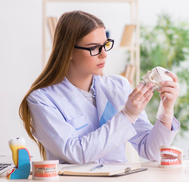Dentistry Student Practicing Skills in Classroom Stock Image - Image of ...