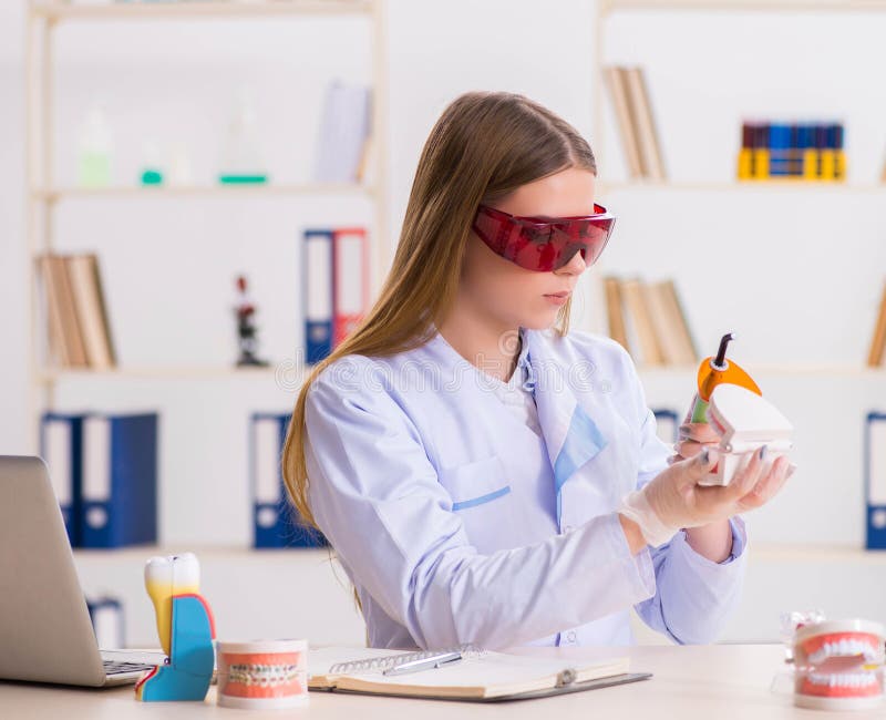 Dentistry Student Practicing Skills in Classroom Stock Image - Image of ...
