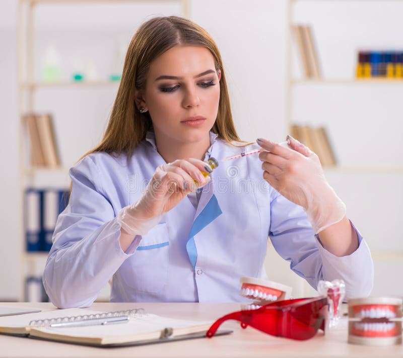 Dentistry Student Practicing Skills in Classroom Stock Image - Image of ...