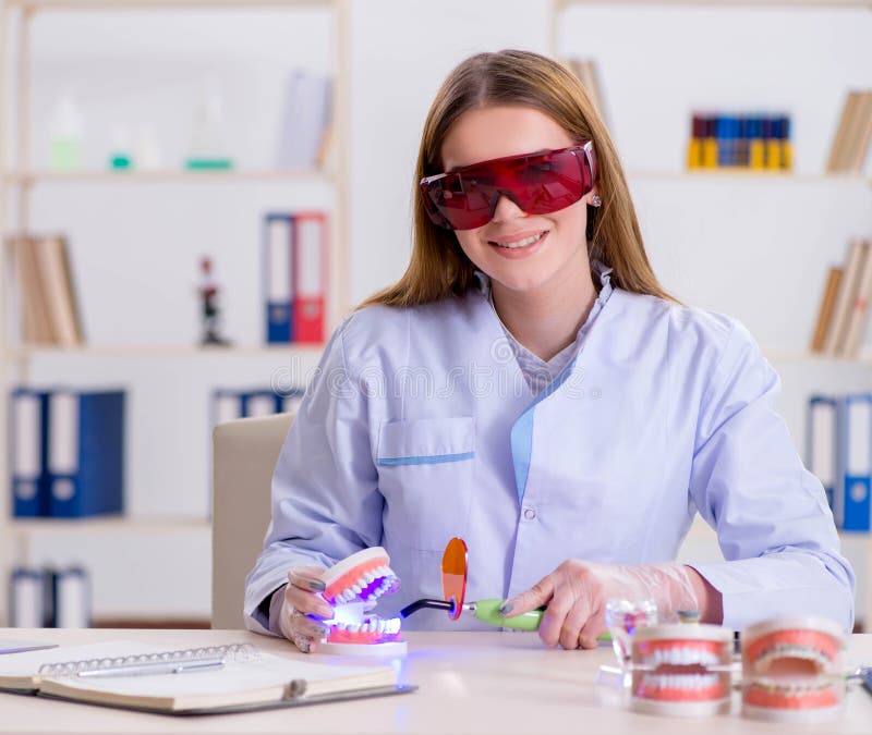 Dentistry Student Practicing Skills in Classroom Stock Image - Image of ...