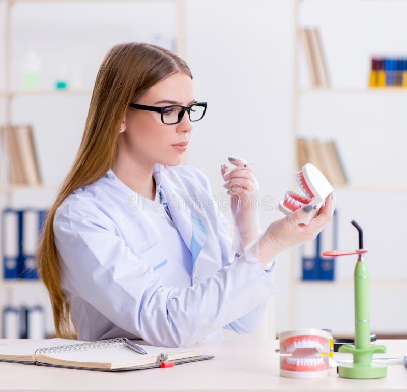 Dentistry Student Practicing Skills in Classroom Stock Image - Image of ...