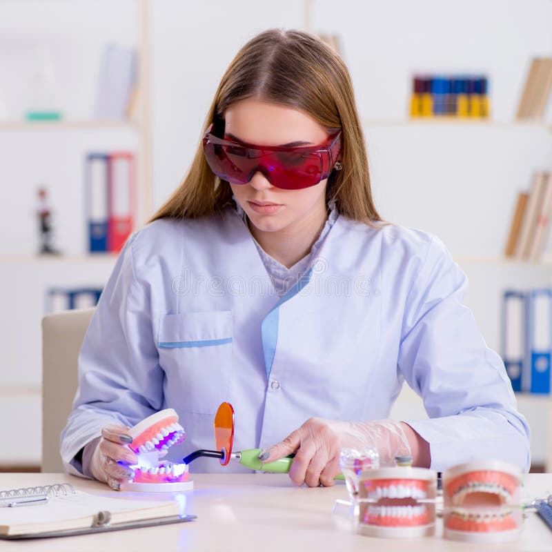 Dentistry Student Practicing Skills in Classroom Stock Image - Image of ...