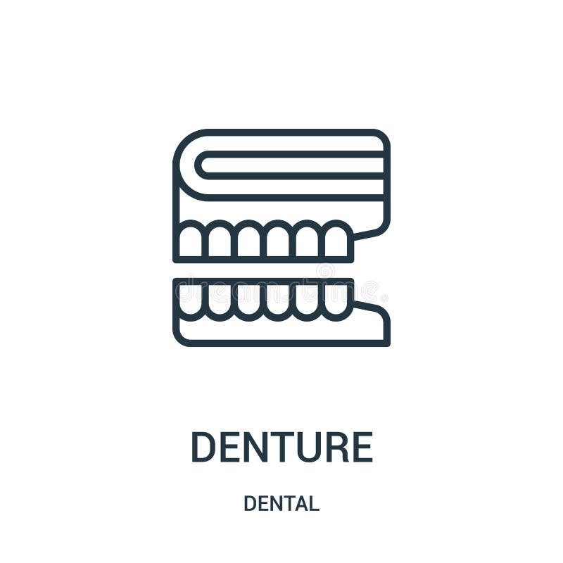 Denture Icon Vector from Dental Collection. Thin Line Denture Outline ...
