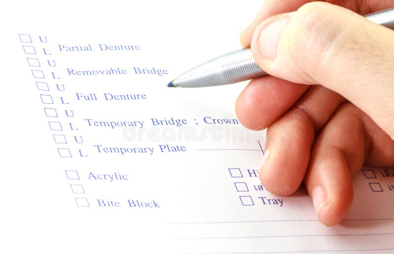 Denture Prescription with Hand Holding a Pe Stock Photo - Image of ...