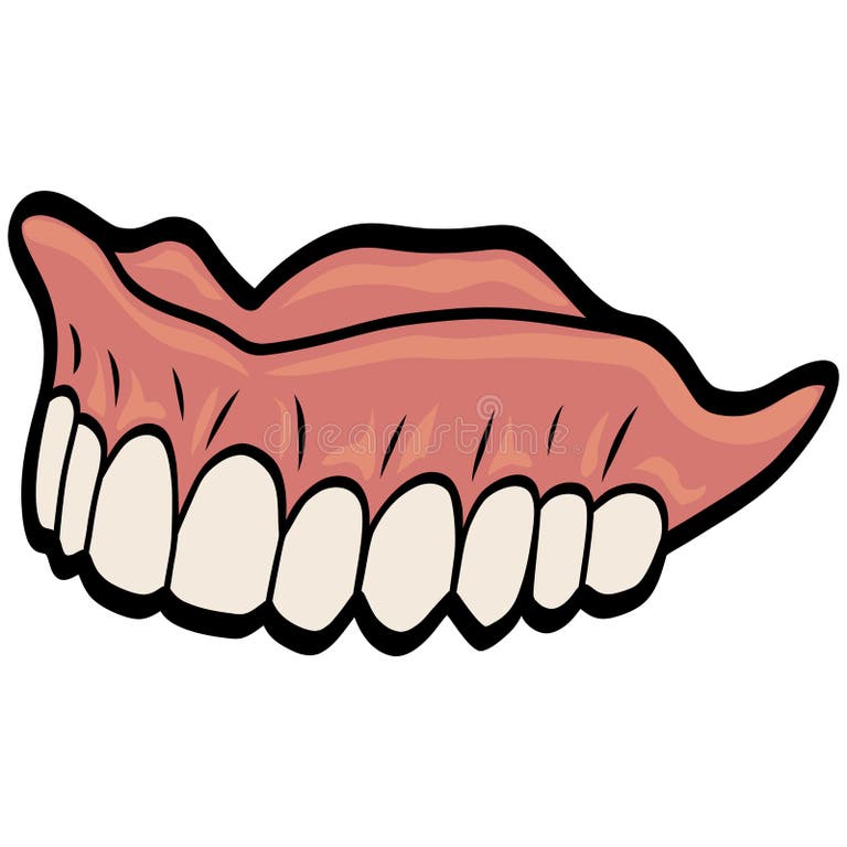 Dentures False Teeth Drawing Vector Illustration Stock Vector ...