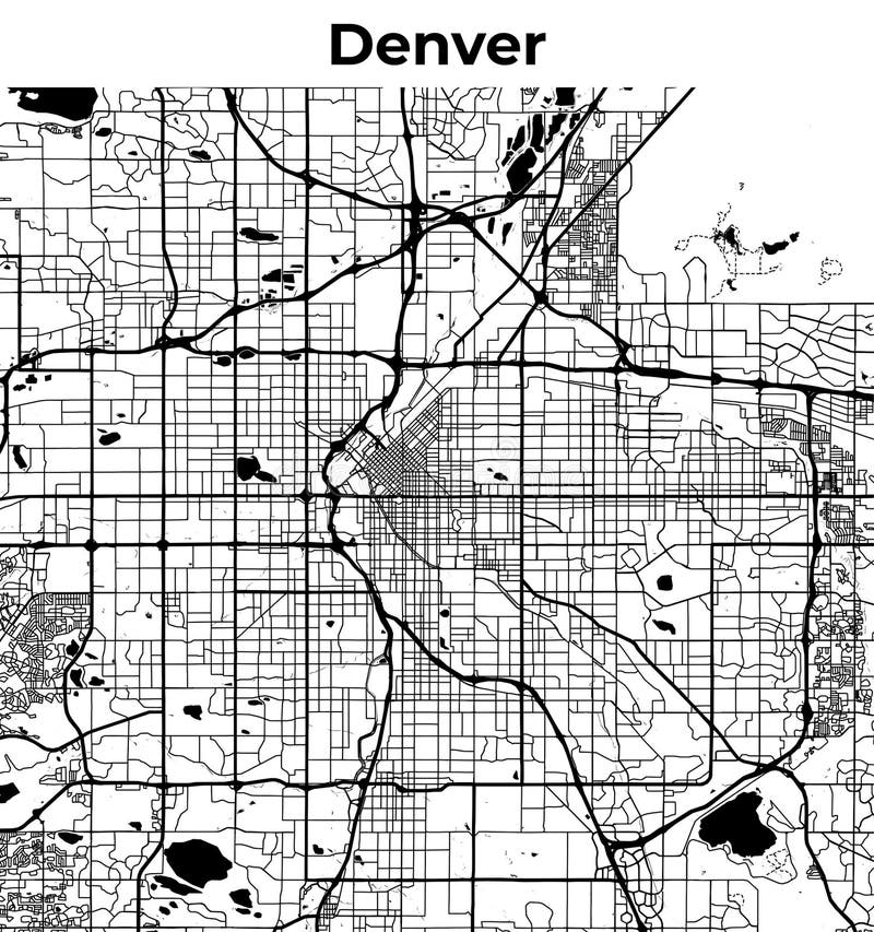Denver City Map, Cartography Map, Street Layout Map Stock Vector ...