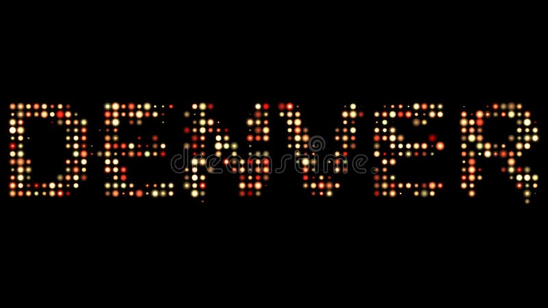 Denver City Name in Bright Dotty Lights on Black Background Stock ...