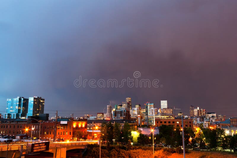 Denver Colorado Skyline at Dusk Stock Photo - Image of light, beautiful ...