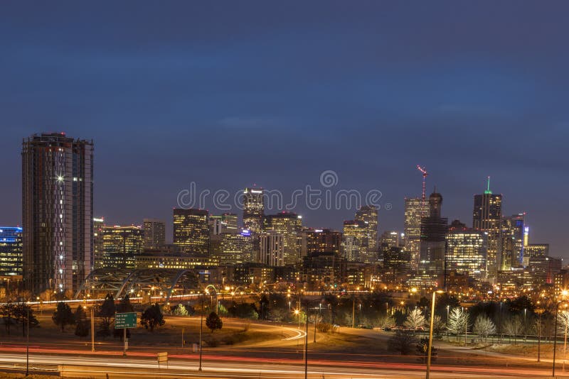Colorado skyline at dusk editorial photography. Image of dawn - 23162967