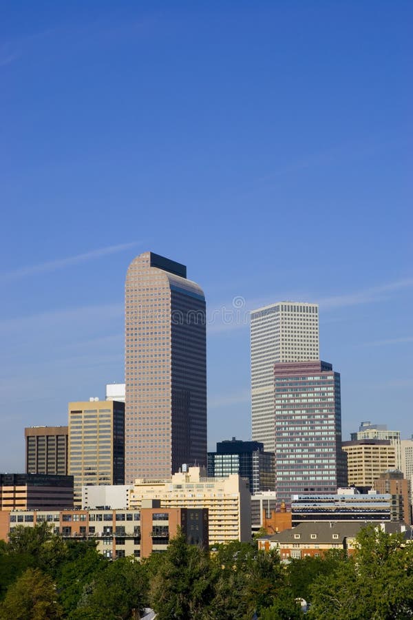 Denver Colorado Skyline in Summer Stock Photo - Image of vertical ...
