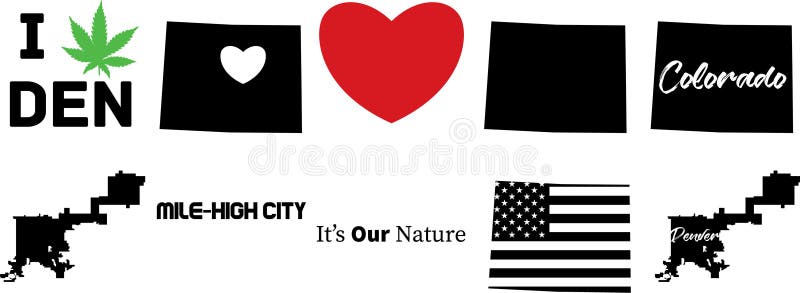Denver Colorado Vector Map with American Flag Stock Vector ...