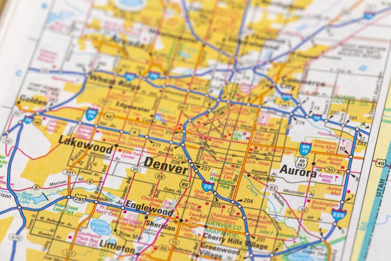 Denver En Un Mapa De Estados Unidos. Imagen de archivo - Imagen de ...