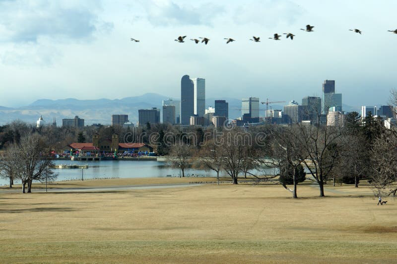 Denver Fall Skyline stock image. Image of birds, fall - 28097111