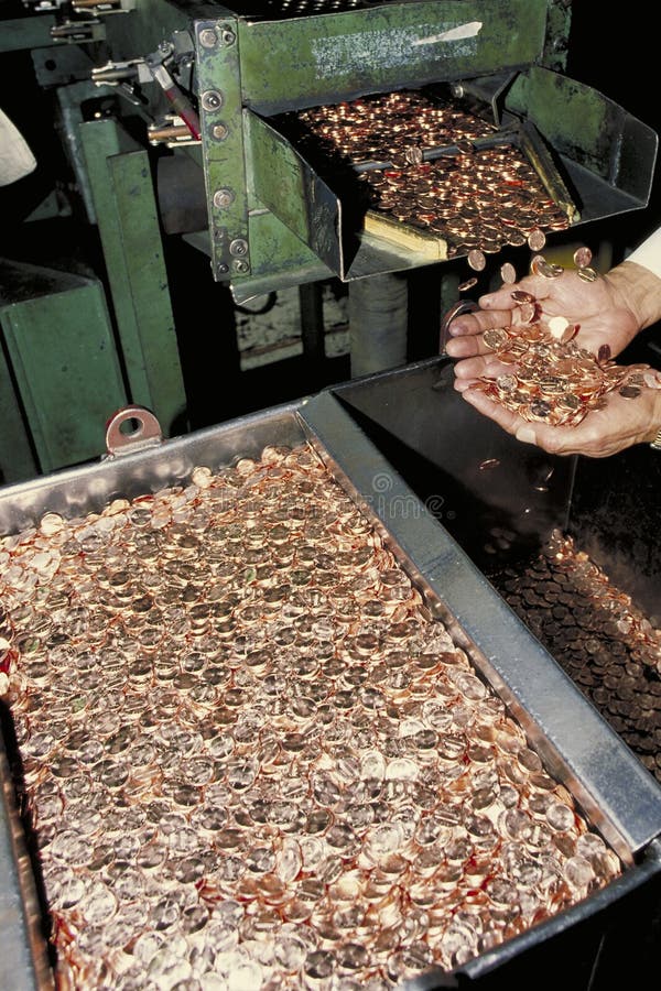 The U.S. Denver Mint Producing Pennies Editorial Stock Image - Image of ...