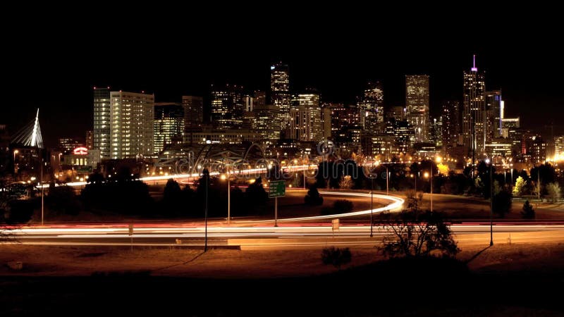 Denver Night Time-lapse stock video. Video of modern - 37971076