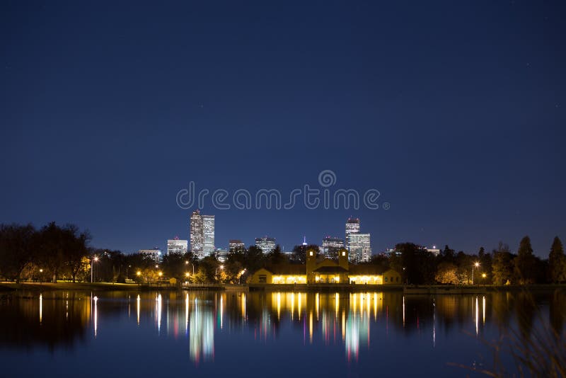 Denver city by night stock image. Image of town, bridge - 11561311