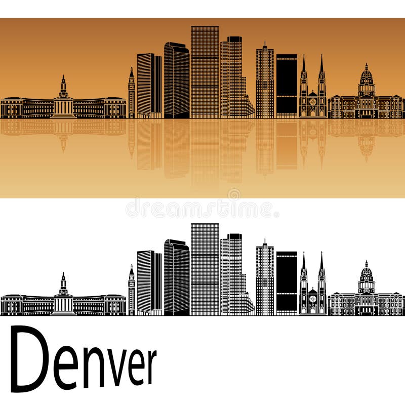 Denver skyline in orange stock vector. Illustration of horizon - 75229477