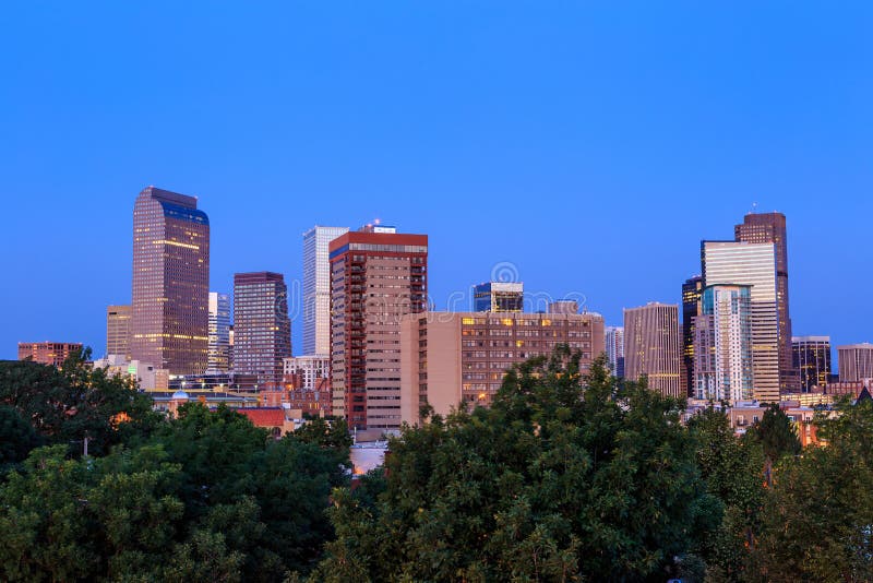 Denver Skyline at Twilight. Stock Image - Image of cityscape ...