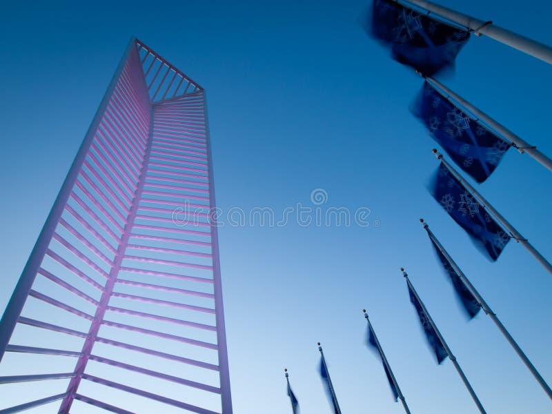 Denver Tech Center Monument Editorial Photo - Image of flag, metal ...