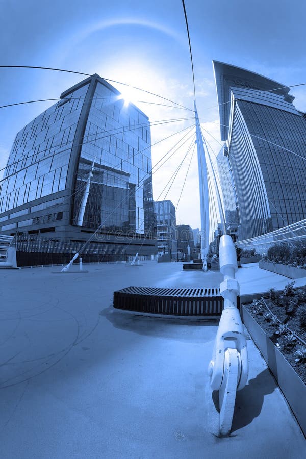 Denver Union Station Cable Suspension Bridge Tower Reflection Stock ...