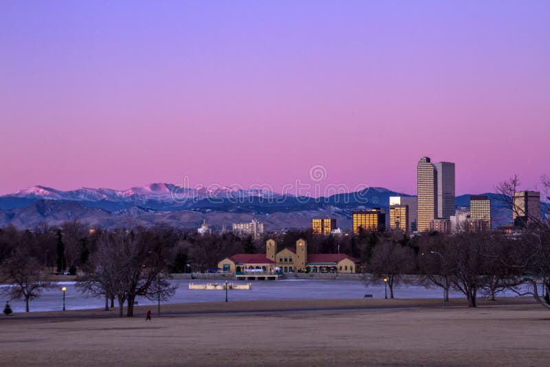 Winter at Denver City Park editorial stock photo. Image of lake - 64945628