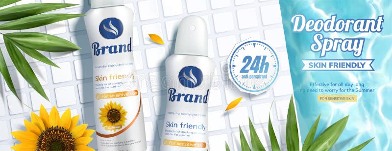 Deodorant spray banner ads stock vector. Illustration of package ...