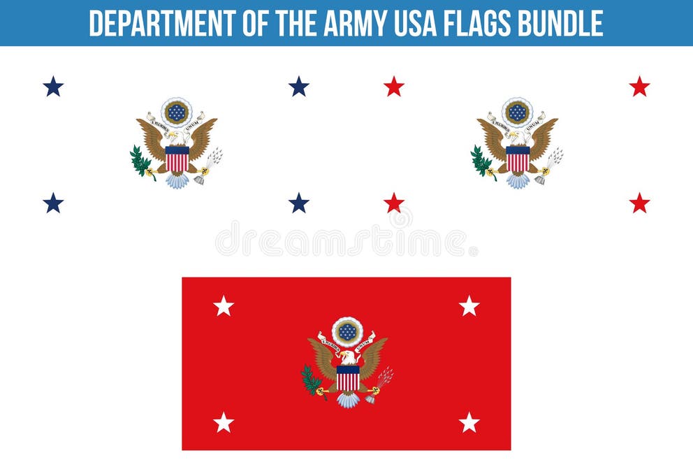 Department of the Army USA Flags Bundle Vector Illustration Premium ...