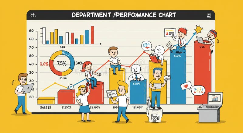 Department Performance Chart with People Interacting with Different ...