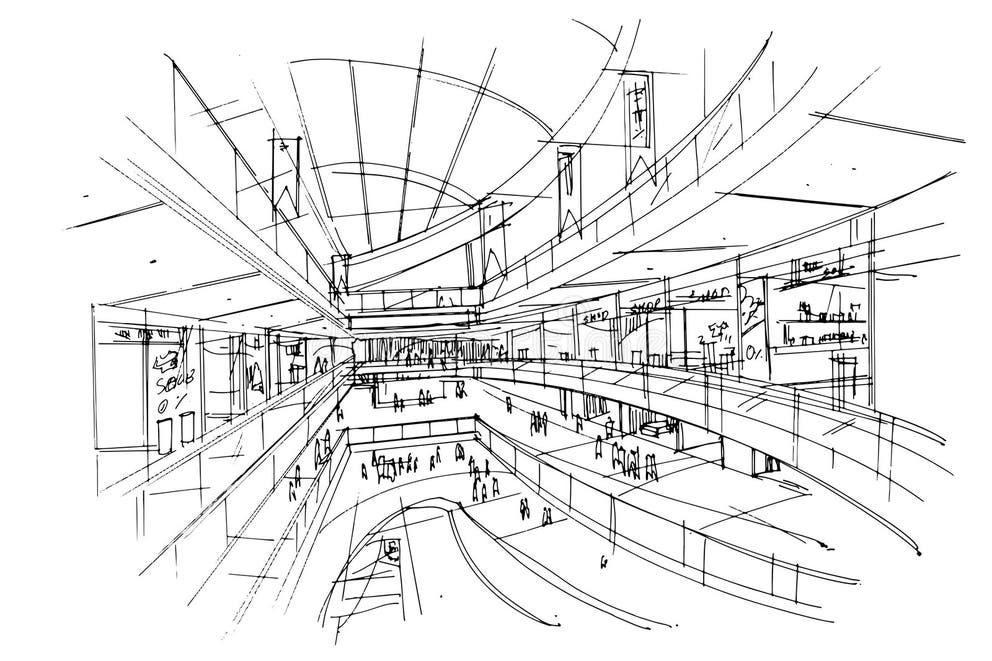 Department Store Line Drawing,a Line Drawing Using Interior ...