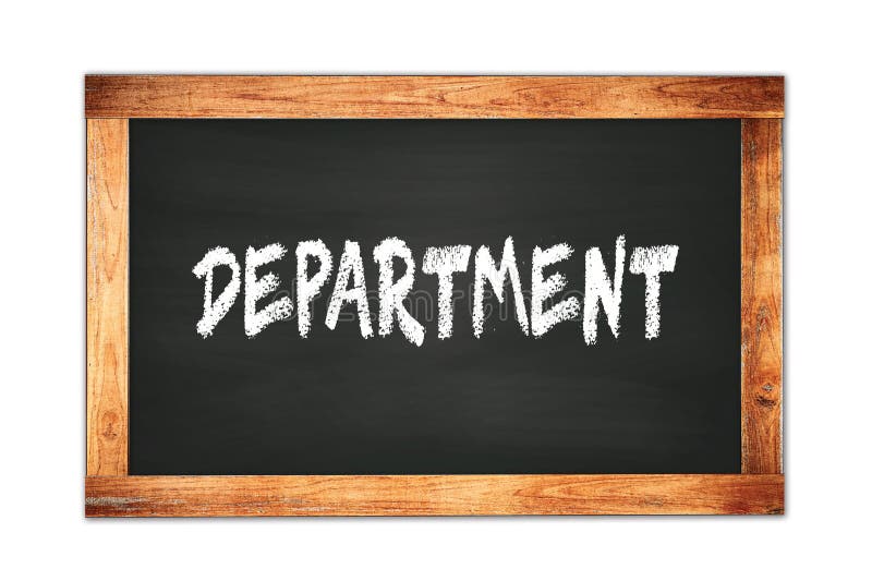 DEPARTMENT Text Written on Wooden Frame School Blackboard Stock Photo ...