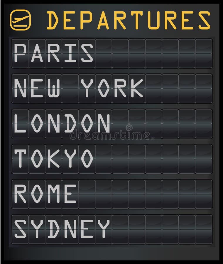 Departure board stock vector. Illustration of arrival - 16427907