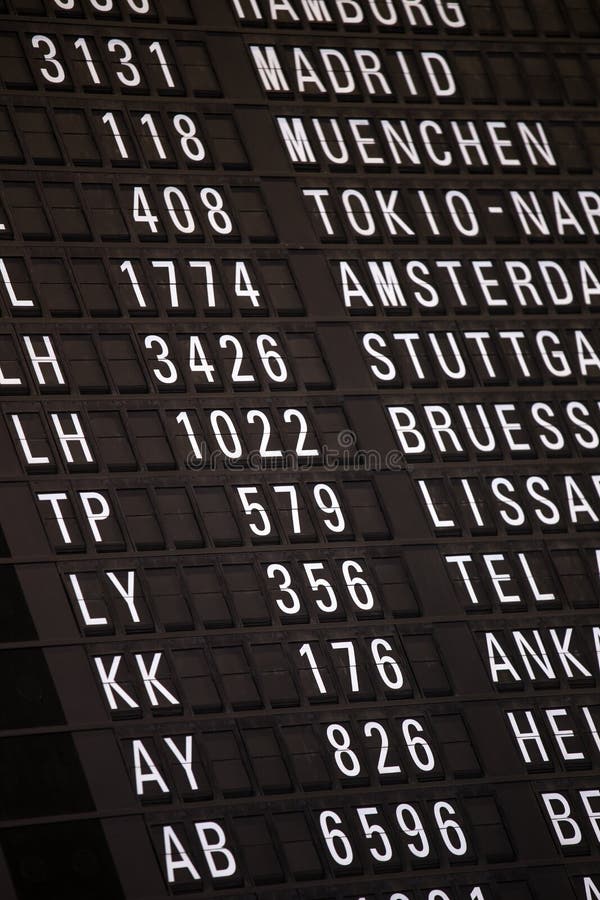 Departure Chart at the Airport Stock Image - Image of arrival, message ...