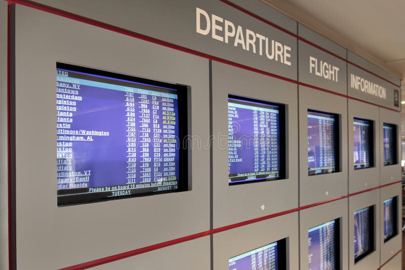 Airport Departure Board Information Stock Image - Image of arrival ...
