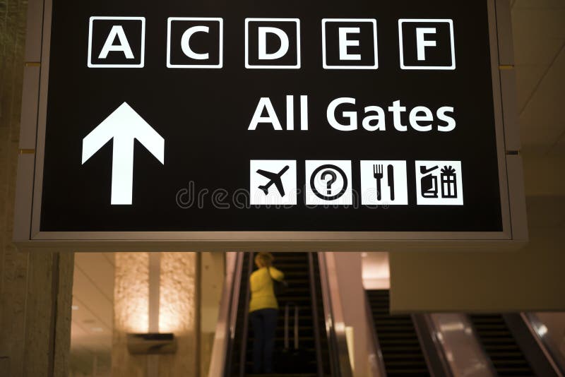 Passenger Signage in Portland Airport Terminal Stock Photo - Image of ...