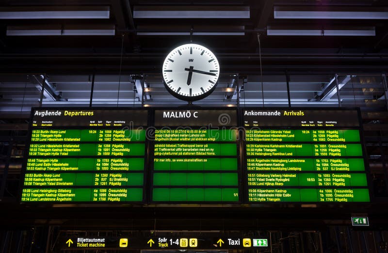 Departure Table in Malmo Train Station at Night Editorial Image - Image ...